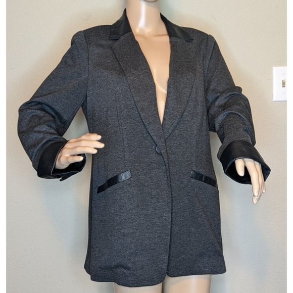 Susan Graver | Jackets & Coats | Susan Graver Black Knit Faux Leather ...